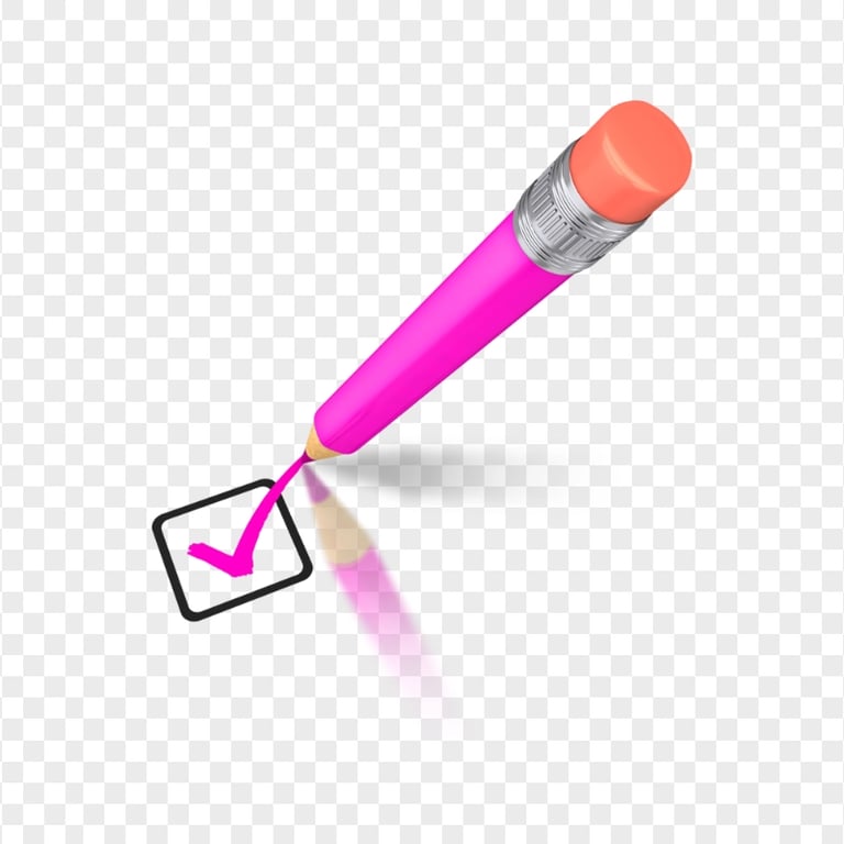 Pencil Drawing A Pink Tick Check Mark Icon FREE PNG | Citypng