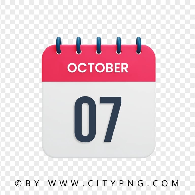 October 7th Date Vector Calendar Icon HD Transparent PNG | Citypng