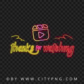 Thanks For Watching Video Icon Pink Neon Design HD PNG | Citypng