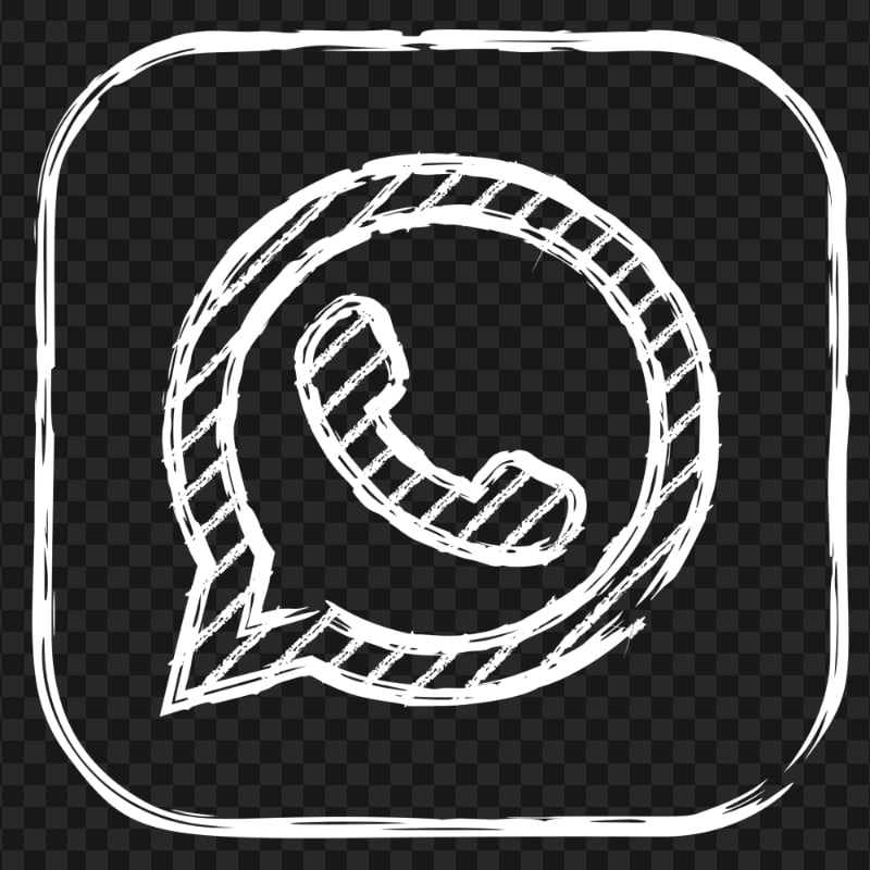 HD White Sketch Drawing Whatsapp Wa Square Logo Icon PNG | Citypng