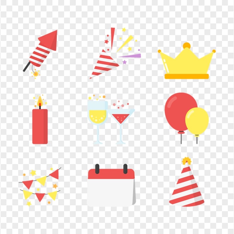 Holiday Party Birthday Christmas Vector Items Icons | Citypng