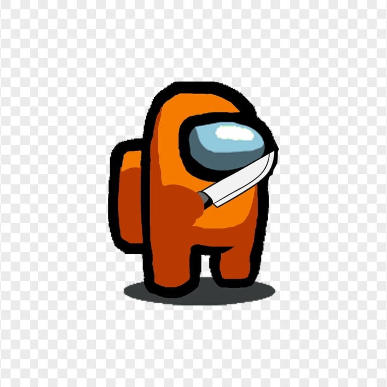 HD Orange Among Us Character With Knife On Hand PNG | Citypng