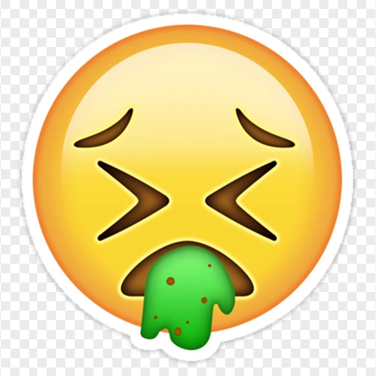 Yellow Sick Emoji Vomiting Vomit Stickers | Citypng