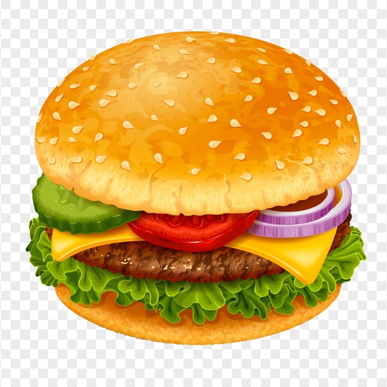 HD Cheeseburger Illustration Cartoon PNG Image | Citypng