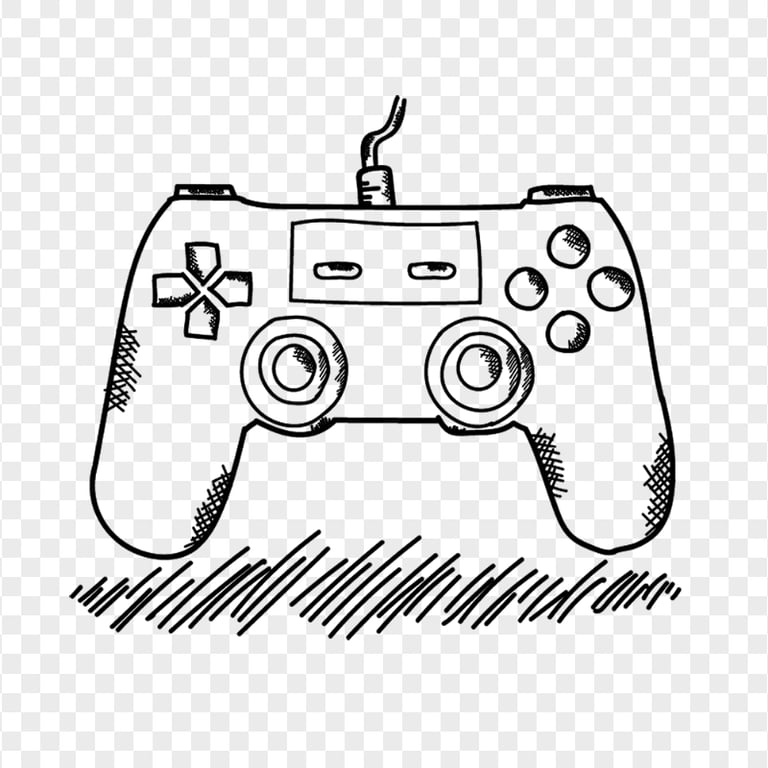 Gaming Controller White Drawing Doodle PNG | Citypng