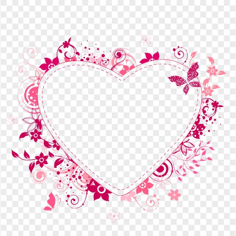 Pink Clipart Floral Heart Frame Transparent PNG | Citypng