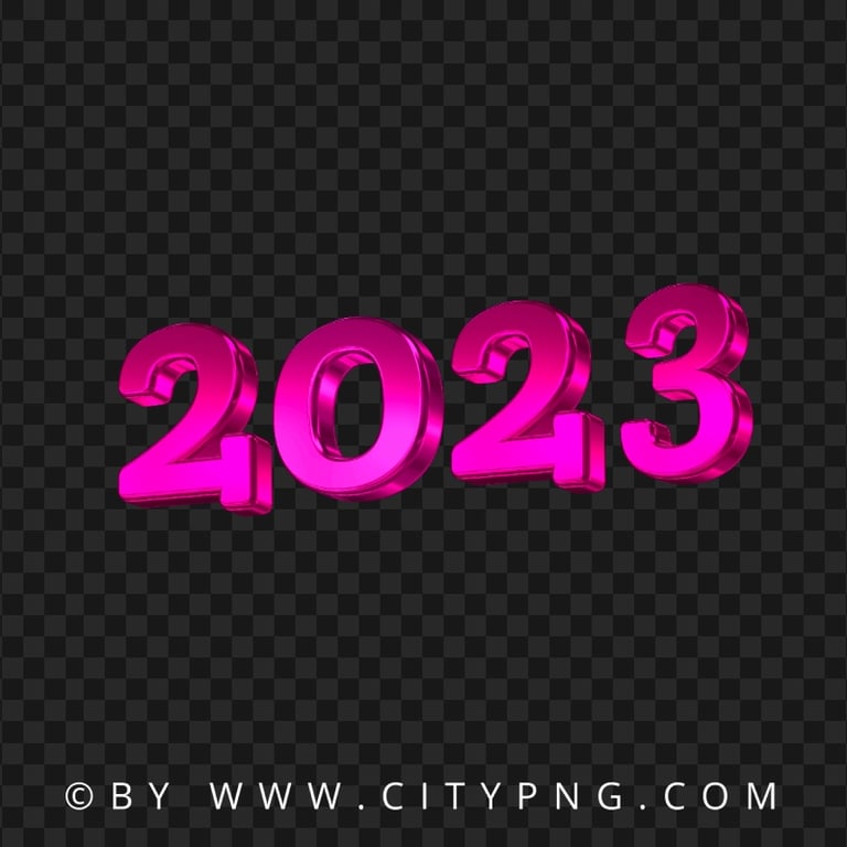 HD 2023 New Year 3D Pink Logo Text Transparent PNG | Citypng