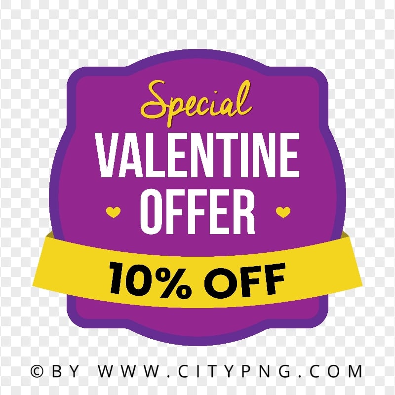 HD Special Valentine Offer Discount 10 OFF Purple Sign PNG | Citypng