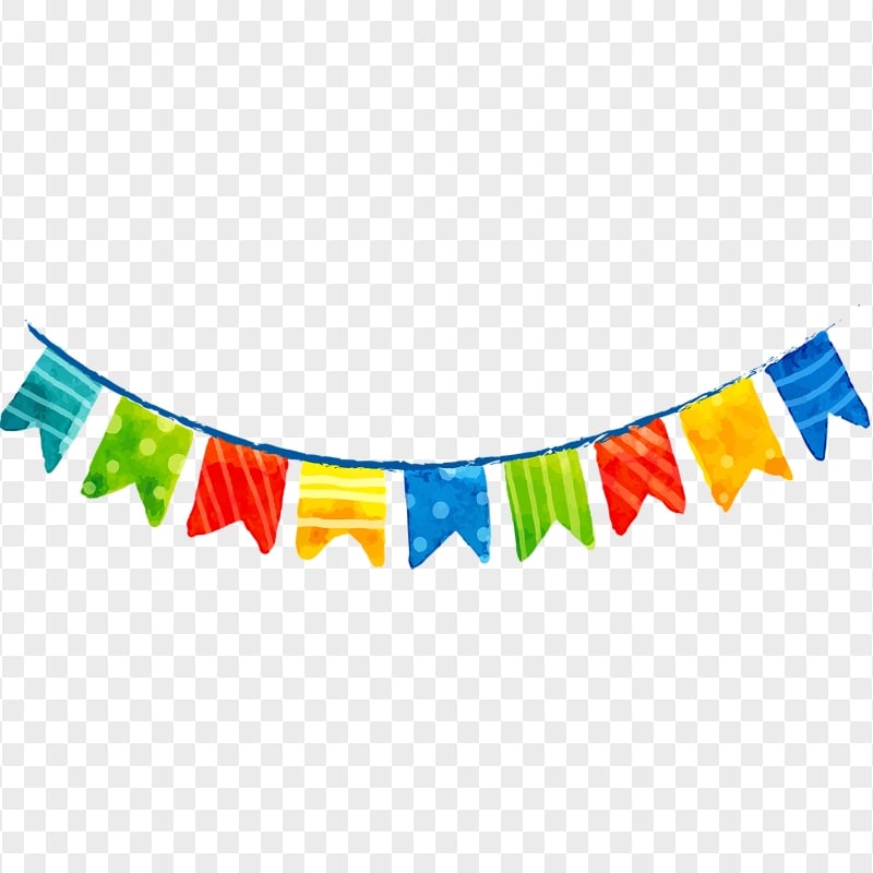 Watercolor Colorful Bunting Pennant Banner PNG | Citypng