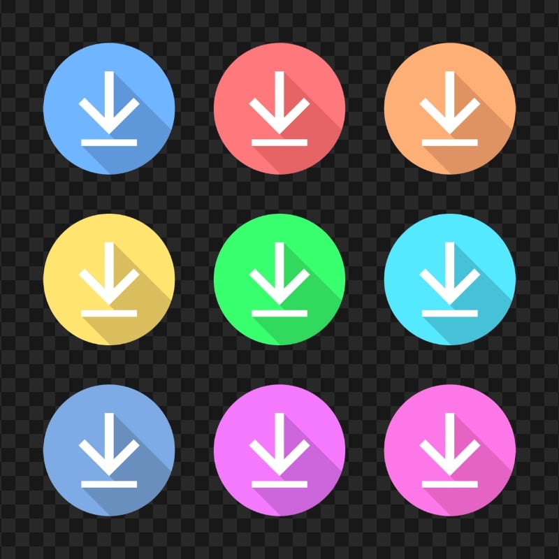 Set Of Flat Circle Download Button Icons HD PNG | Citypng