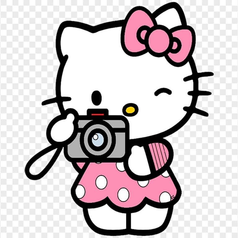 Charming Hello Kitty Holding Camera Transparent Background | Citypng
