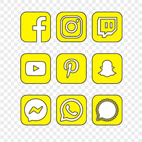 HD Social Media Yellow Neon Round Icons PNG | Citypng
