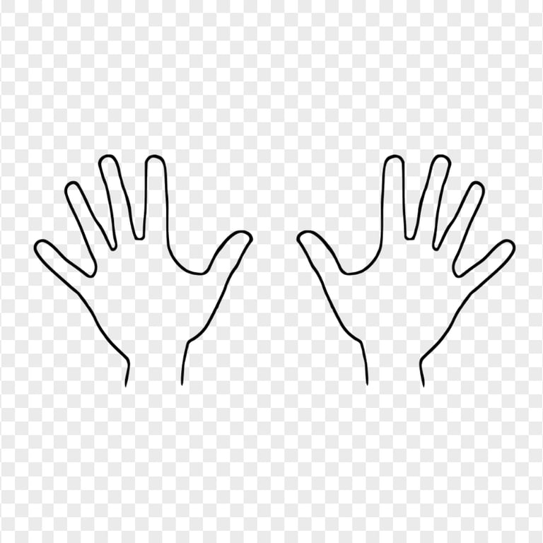 HD Black Outline Two Hands Print PNG | Citypng