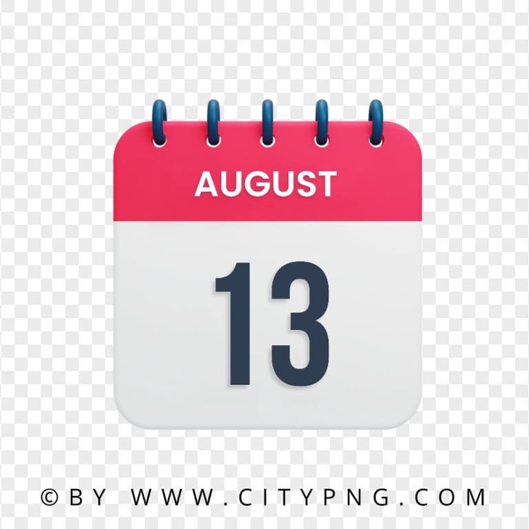 13th August Date Vector Calendar Icon HD Transparent PNG | Citypng
