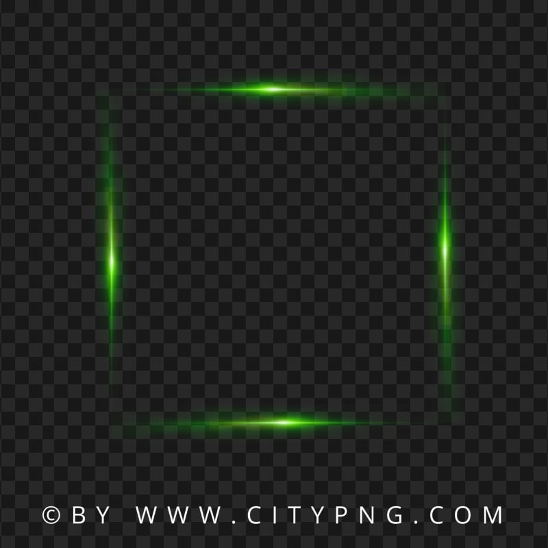 Glare Glowing Green Light Neon Square Frame Image PNG | Citypng