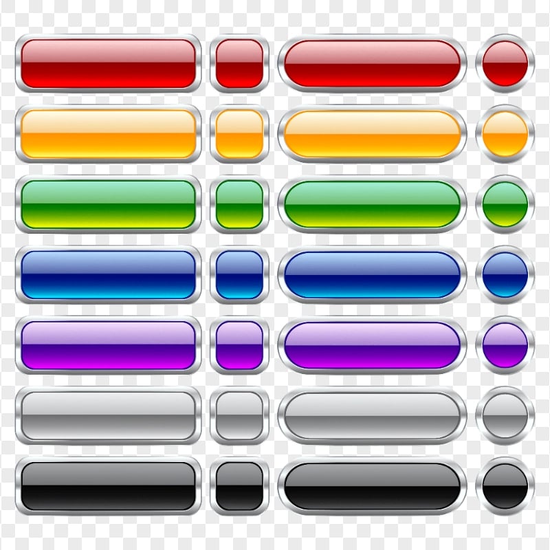 HD Set Of Glossy Web Buttons Transparent Background | Citypng