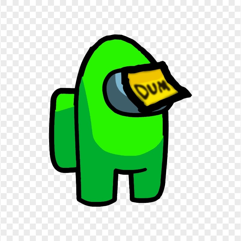 HD Lime Among Us Crewmate Character With Dum Sticky Note Hat PNG | Citypng
