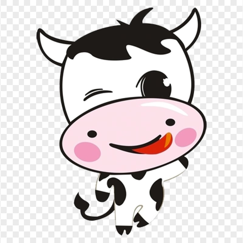 HD Cartoon Cute Happy Cow Black & White Character PNG | Citypng