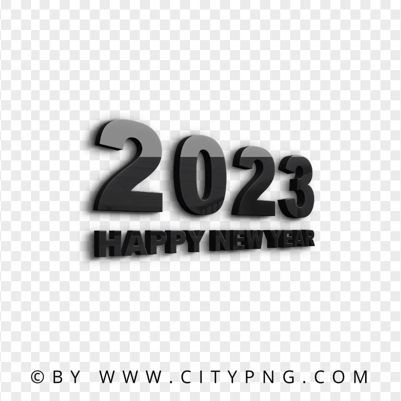 Black 2023 Happy New Year 3D Text Lettering Image PNG | Citypng