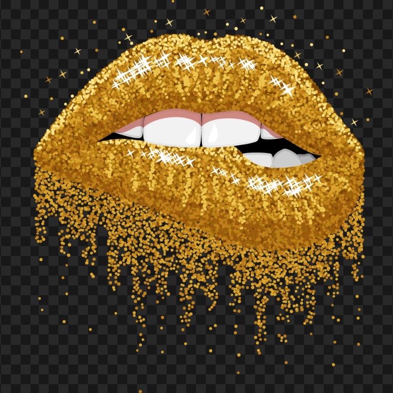 Gold Lips Glitter Mouth PNG | Citypng