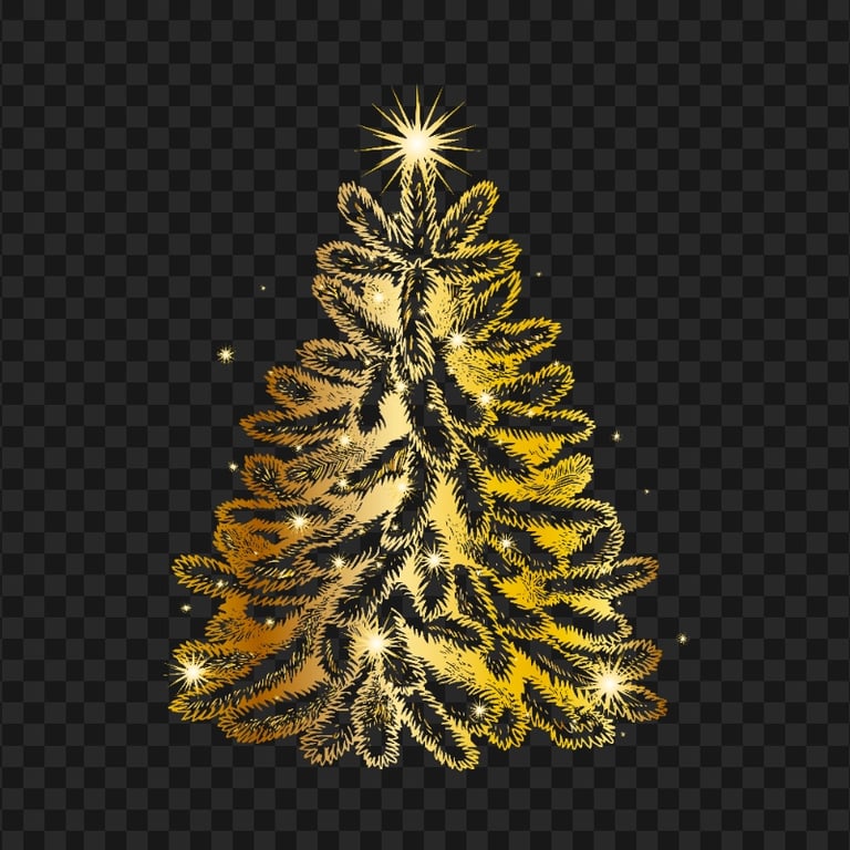 HD Golden Sparkle Christmas Tree PNG | Citypng