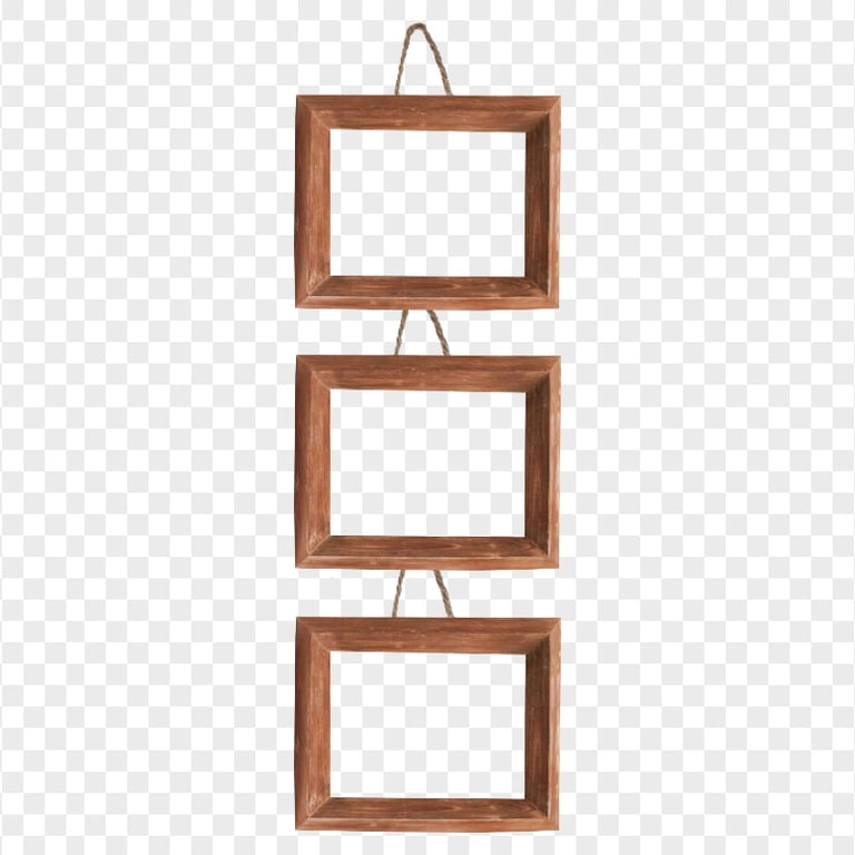 HD Three Hanging Brown Wooden Picture Frames PNG | Citypng