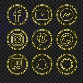HD Facebook Instagram Glowing Yellow Neon Logos Icons PNG | Citypng