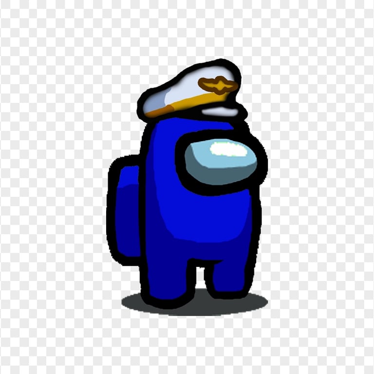 HD Blue Among Us Character With Captain Hat PNG | Citypng