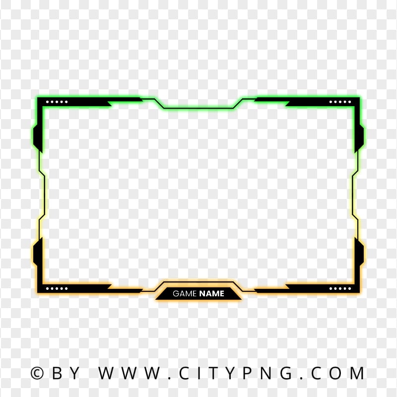 Live Stream Yellow and Green Twitch Frame Overlay Neon PNG | Citypng