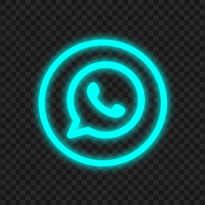 HD Light Blue Neon Outline Whatsapp Wa Round Circle Logo Icon PNG | Citypng