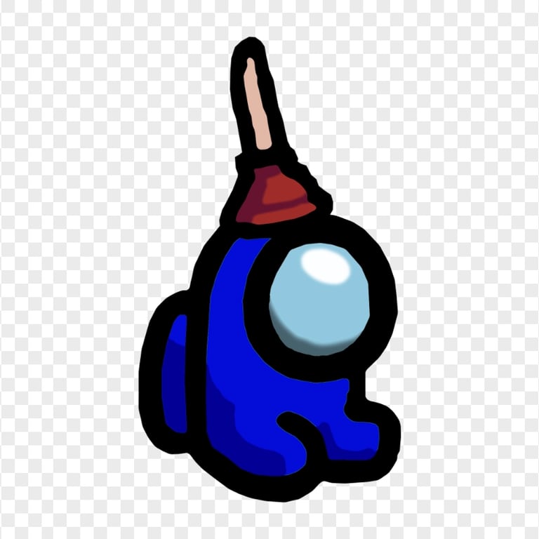 HD Blue Among Us Character With Plunger Hat PNG | Citypng