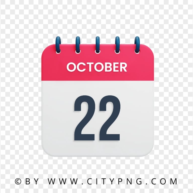 HD PNG October 22th Date Red & White Calendar Icon | Citypng