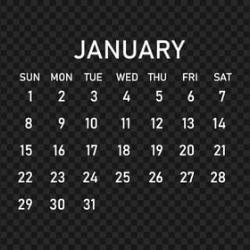 January 2024 Vector Calendar Page HD Transparent Background | Citypng