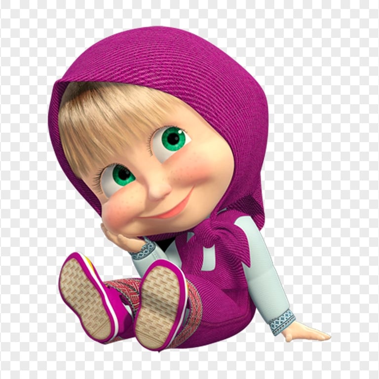 HD Masha Sitting Down Cartoon Character PNG | Citypng