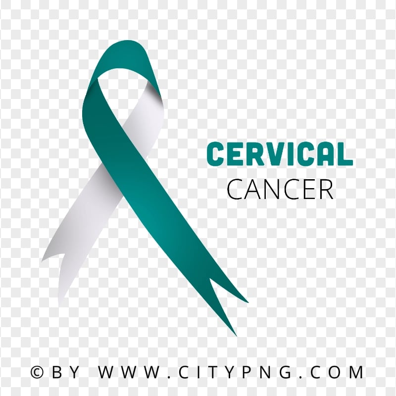 Cervical Cancer Teal And White Ribbon Logo Sign PNG | Citypng