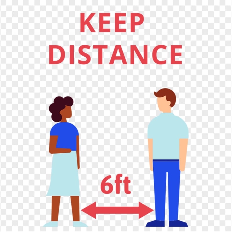 Cartoon Pandemic Social Distance 6ft Free Vector | Citypng