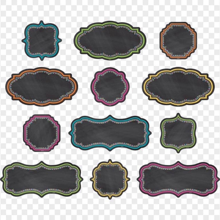 Vintage Black Chalkboard Labels Shapes PNG | Citypng