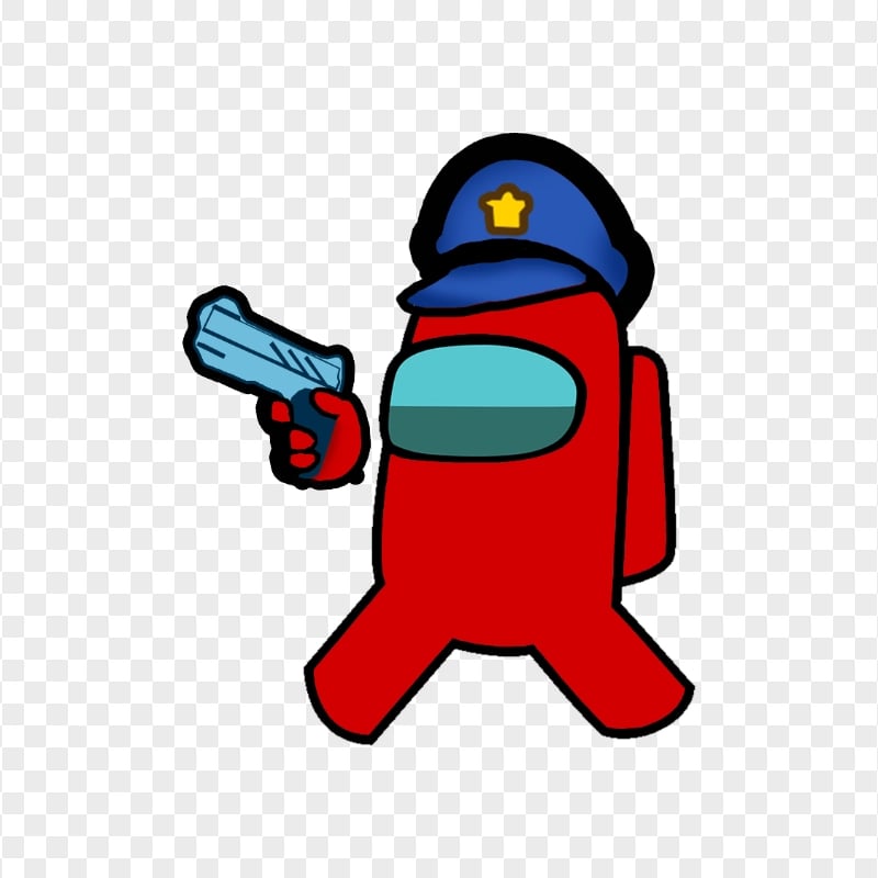 HD Red Among Us Police Character Hold Weapon Gun PNG | Citypng