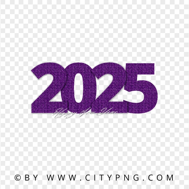 2025 Happy New Year Purple Glitter PNG | Citypng