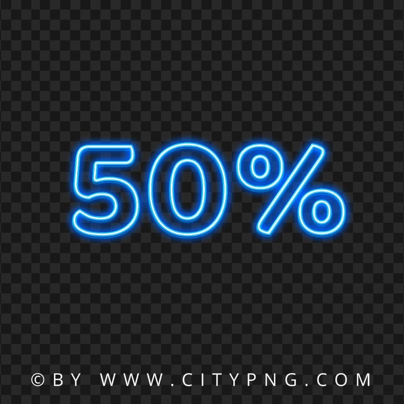 50% Percent Blue Glowing Neon PNG Image | Citypng