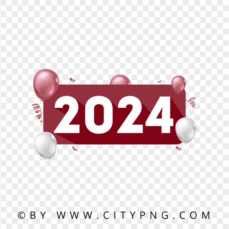 Red Creative White And Red 2024 With Balloons PNG | Citypng