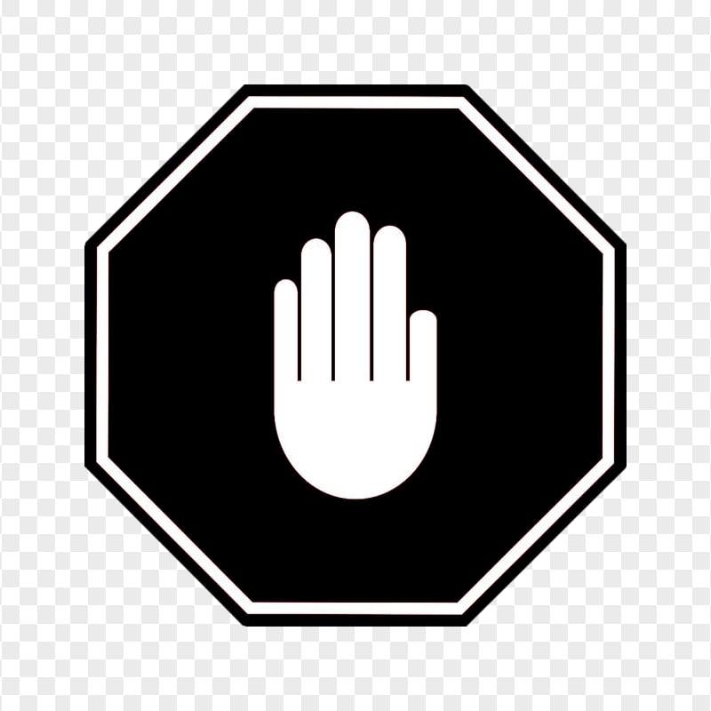 HD Black And White Stop Hand Sign Icon Symbol PNG | Citypng