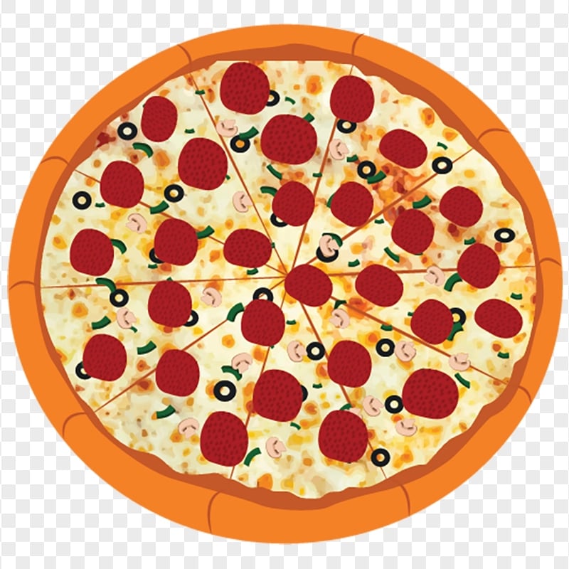 Pepperoni Round Pizza Illustration HD Transparent Background | Citypng