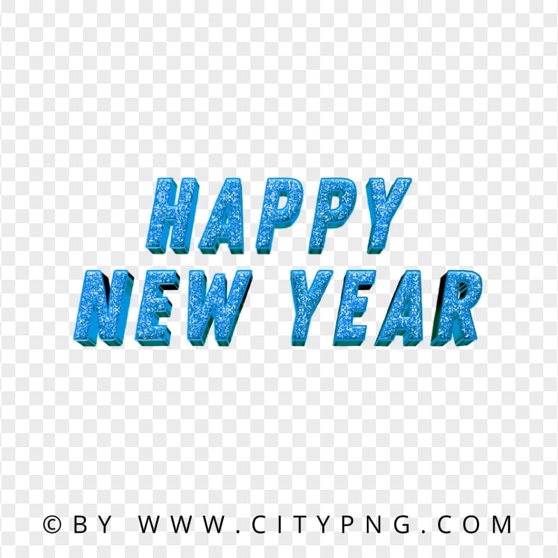 HD Blue Glitter Happy New Year Text Art Transparent PNG | Citypng