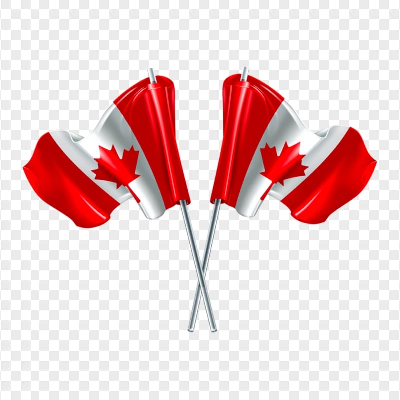 Two Crossed 3D Canadian Flags On Pole HD PNG | Citypng