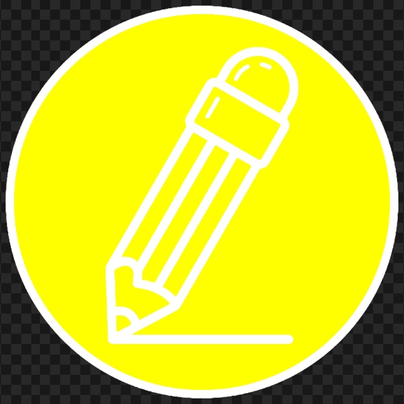 HD Yellow & White Round Pencil Icon Outline PNG | Citypng