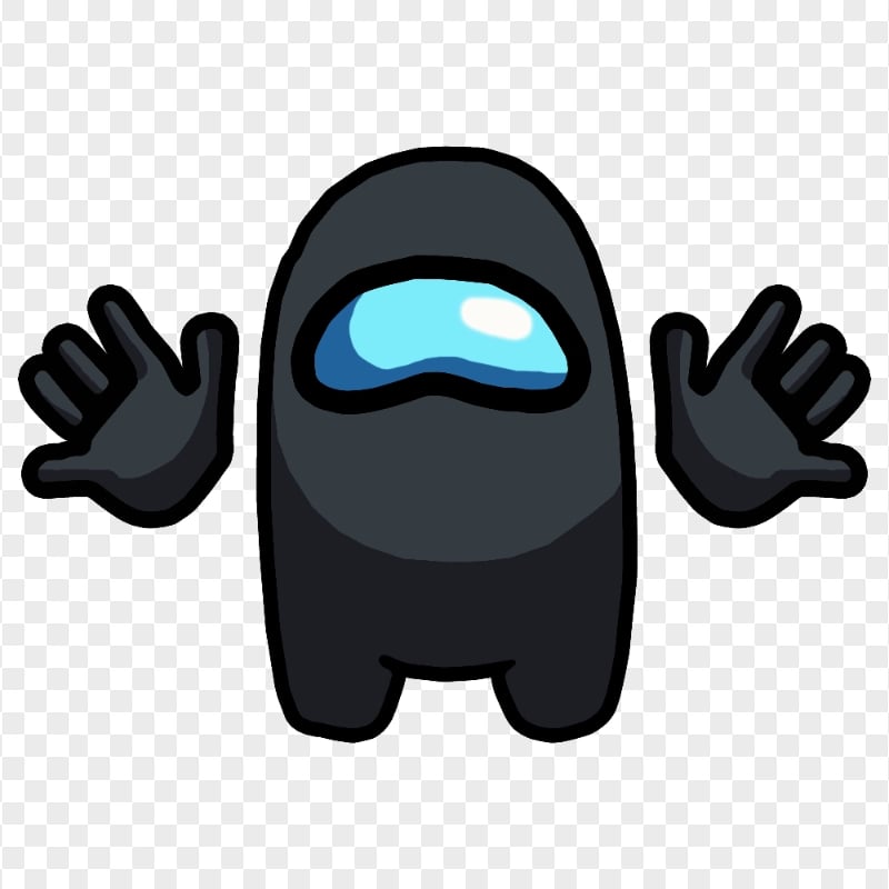 HD Black Among Us Crewmate Character Front View With Hands PNG | Citypng