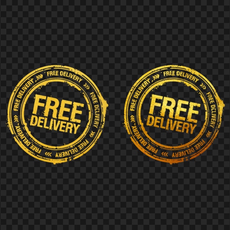 Golden Yellow Round Free Delivery Stamp | Citypng