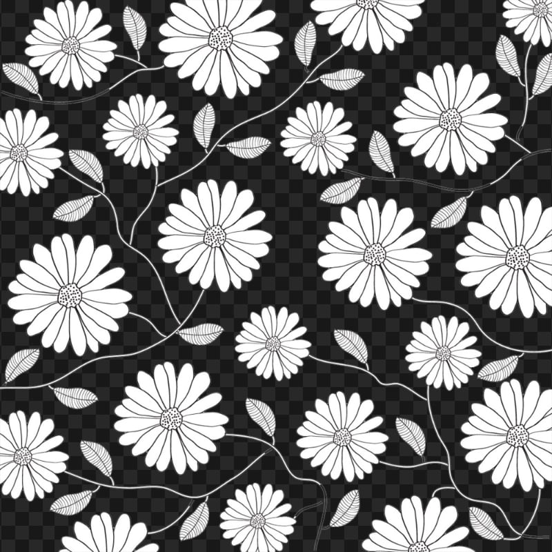White Petaled Flowers Pattern PNG | Citypng