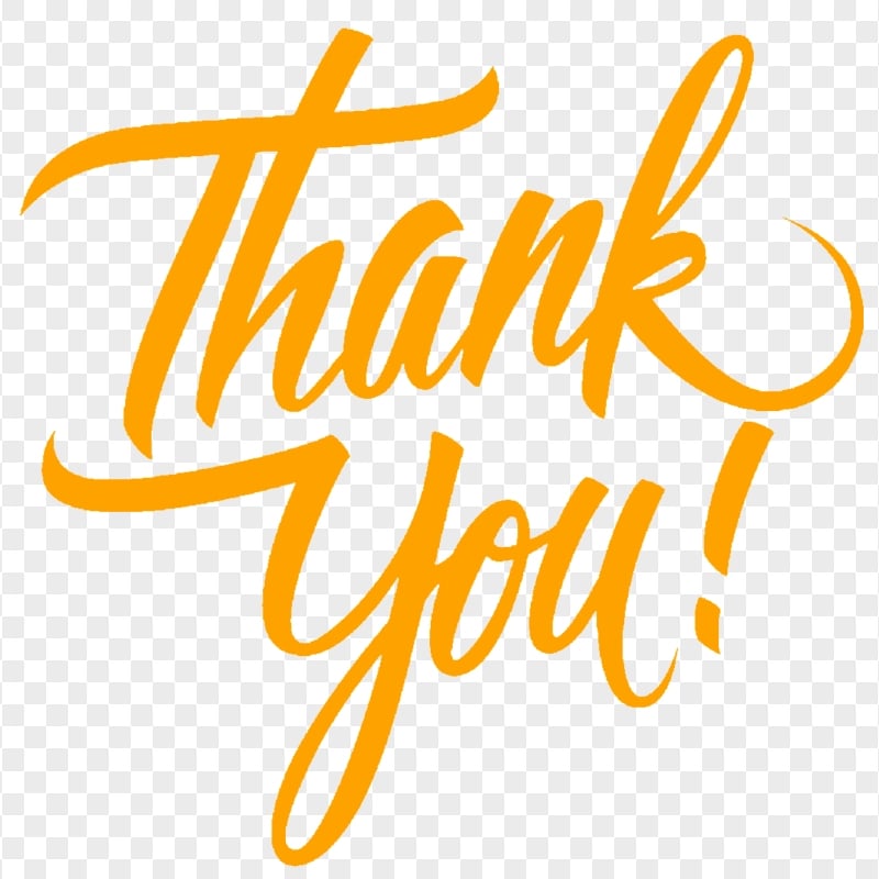 HD Thank You Calligraphy Orange Text PNG | Citypng